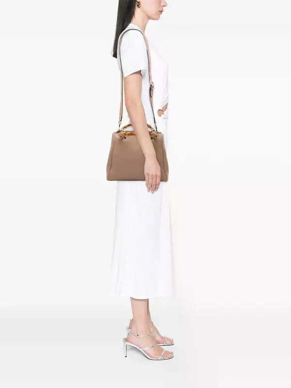 Gucci 2000-2015 Small Calfskin Bamboo Shopper Satchel - Brown