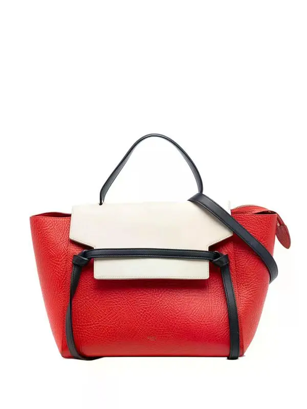 Celine Mini Tricolor Grained Calfskin Belt Bag Satchel 2015 - Red