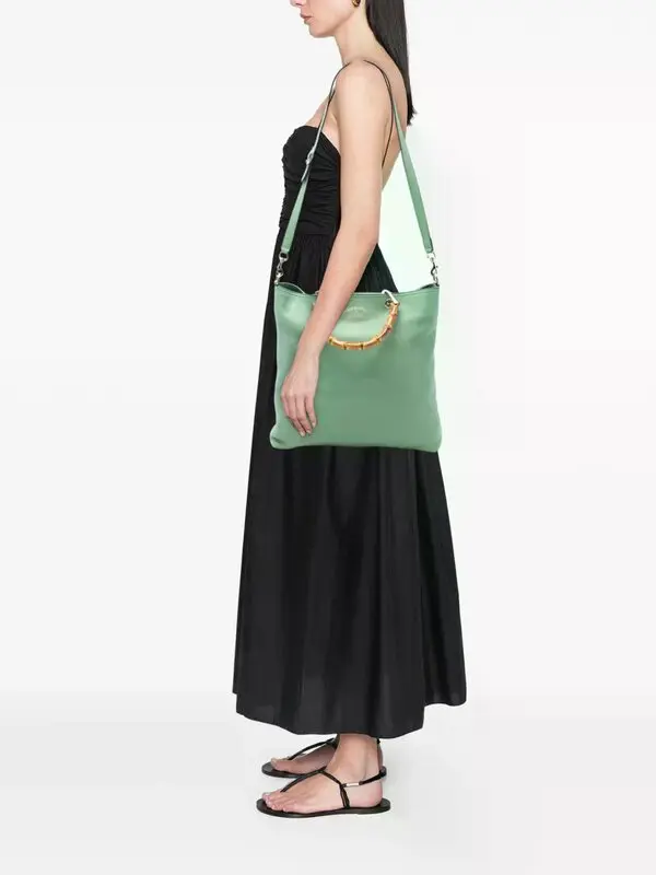 Gucci Tall Leather Bamboo Shopper Tote - Green