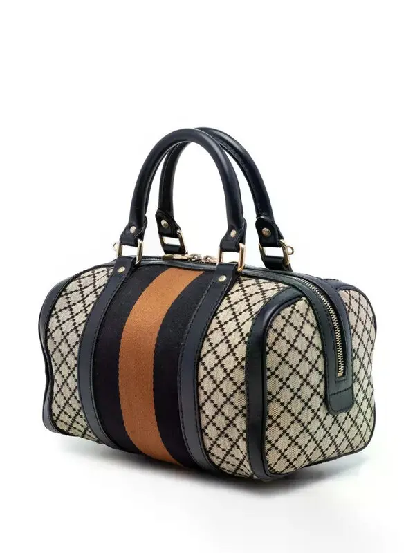 Gucci 2016-2026 Diamante Canvas Web Joy Boston Satchel - Black