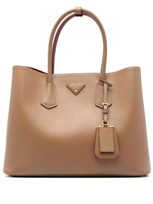 Prada 2010-2025 Large Saffiano Cuir Double Satchel - Brown