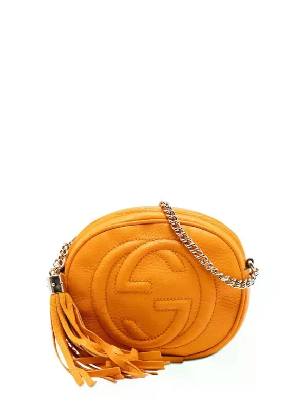Gucci 2016-2025 Mini Pebbled Calfskin Soho Chain Crossbody Bag - Orange