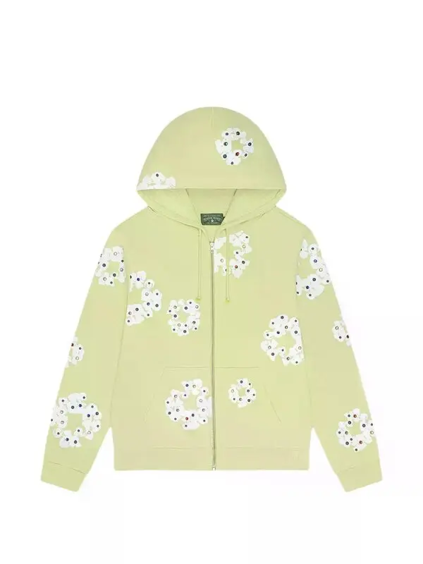 DENIM TEARS Wreath Rhinestone Zip-up Hoodie