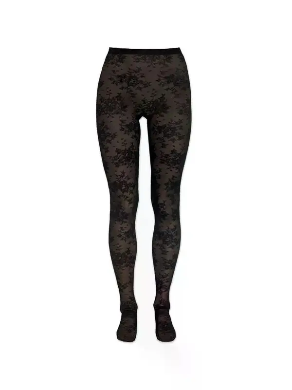 Balenciaga Floral-lace Tights - Black