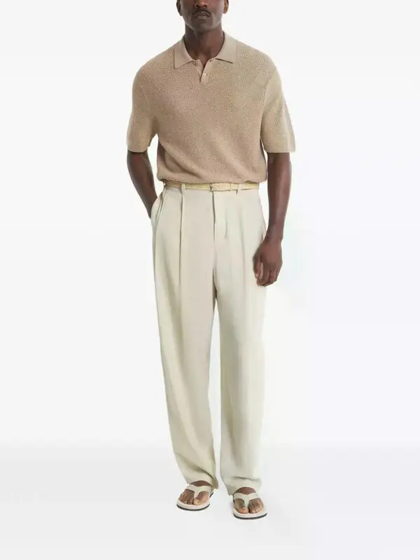Maison Kitsuné Textured Knit Short-sleeve Polo Shirt