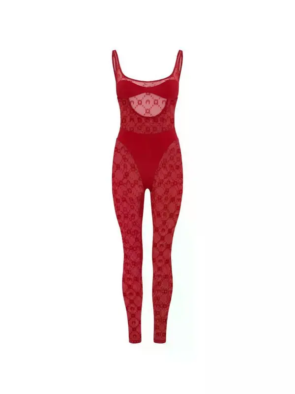 MARINE SERRE Moonogram Mesh Jumpsuit - Red