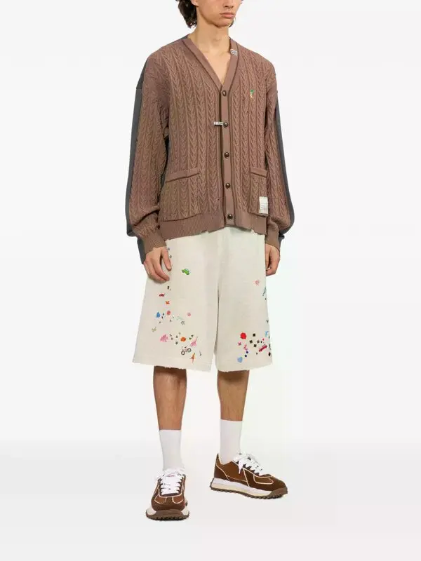 Mihara Yasuhiro Logo-embroidered Cable-knit Cardigan