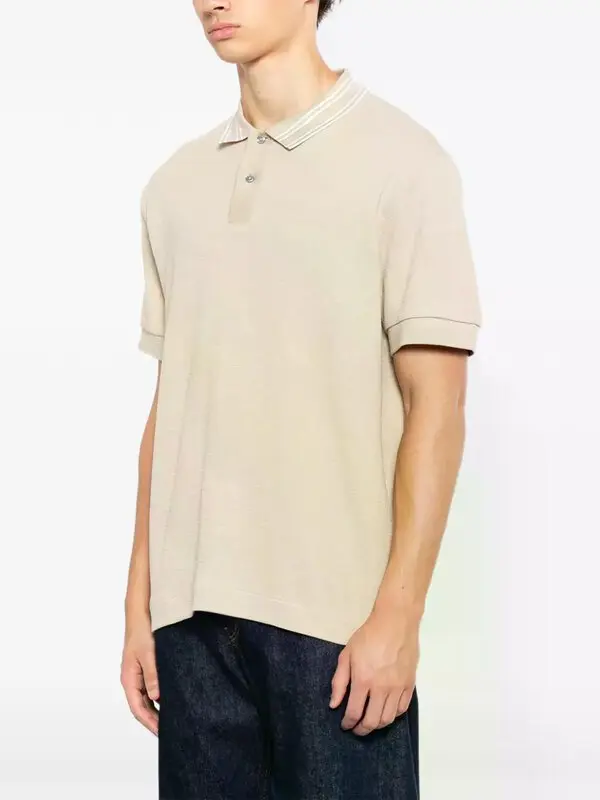 BOSS Striped Collar Polo Shirt - Neutrals