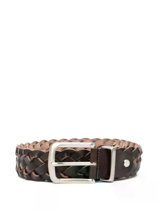 DANIELE ALESSANDRINI Braided Leather Belt - Brown