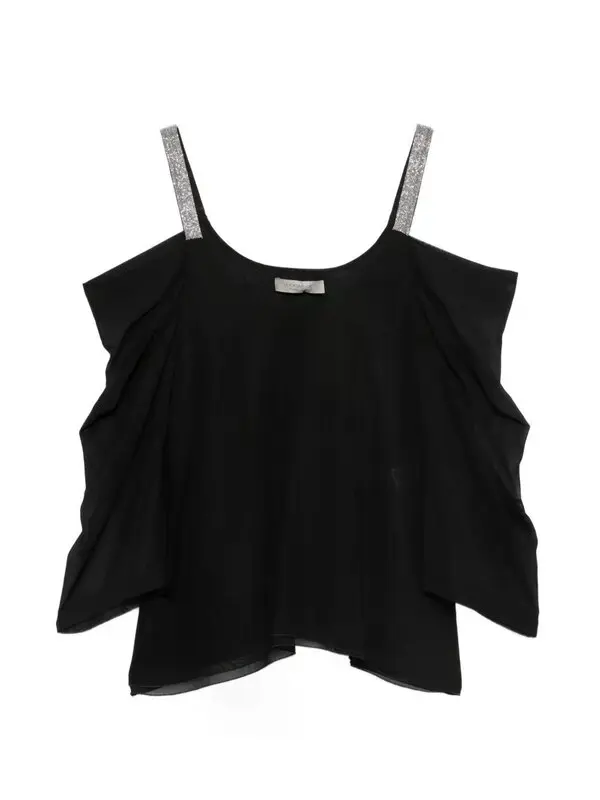 D.exterior Embellished Straps Top - Black