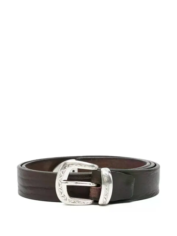 ALBERTO LUTI Textured Leather Belt - Brown