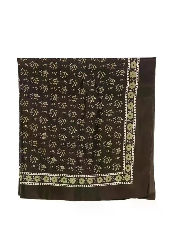 Soeur Floral Silk Scarf - Brown