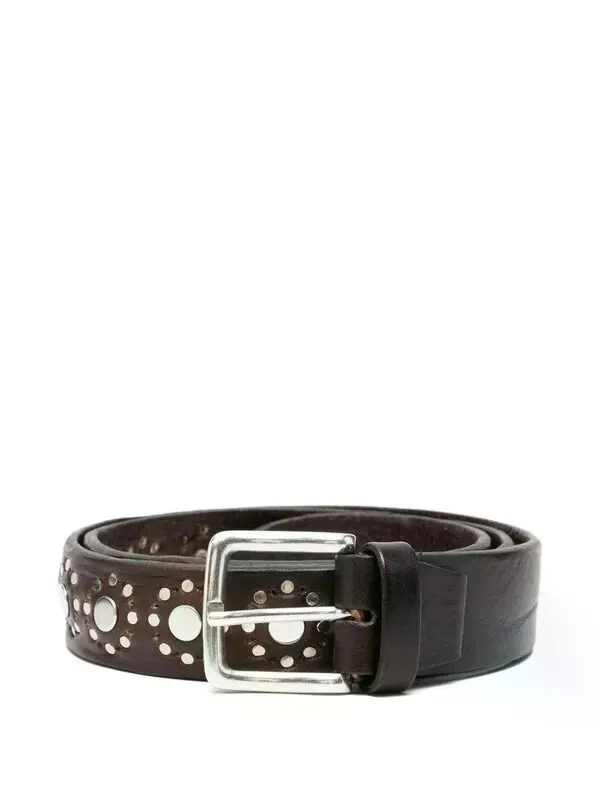 ALBERTO LUTI Studded Calf Leather Belt - Brown