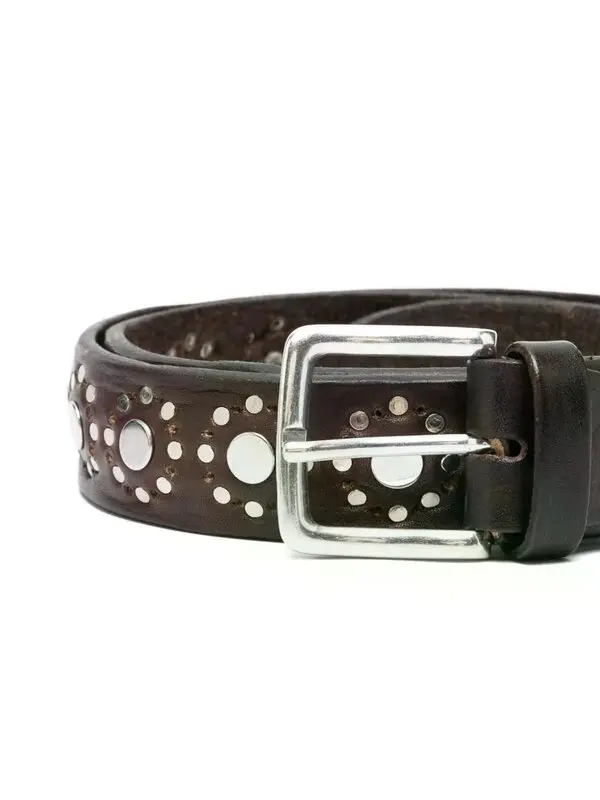 ALBERTO LUTI Studded Calf Leather Belt
