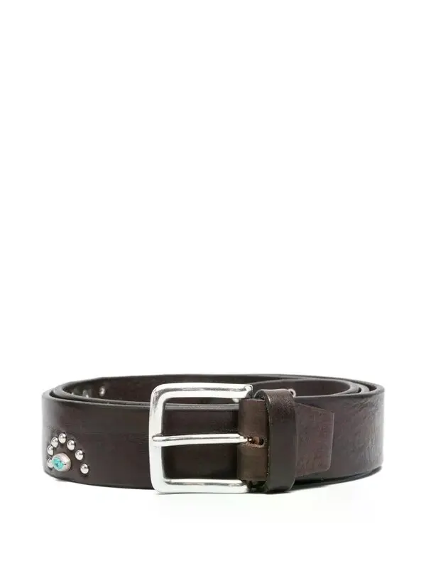 ALBERTO LUTI Embellished Leather Belt - Brown