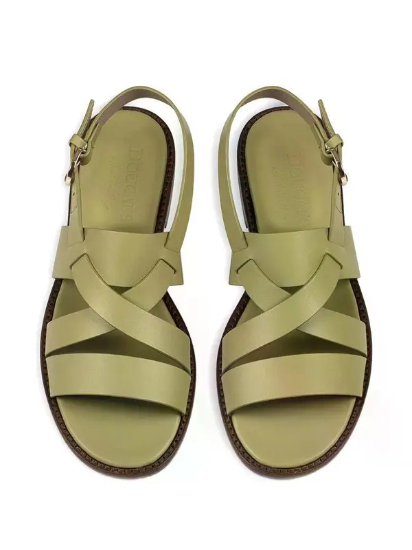 DOUCAL'S Leather Crossover Sandals - Green