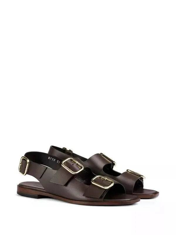 DOUCAL'S Leather Buckle Sandals - Brown