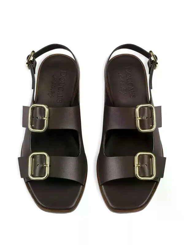 DOUCAL'S Leather Buckle Sandals - Brown