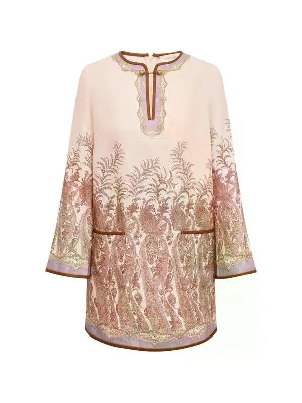 Zimmermann Alchemy Paisley-print Mini Dress - Neutrals