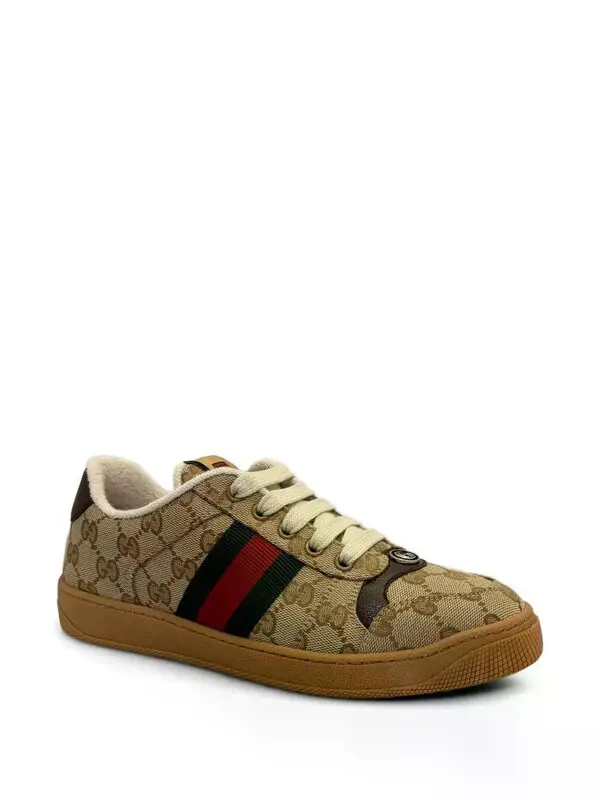 Gucci Screener Web-stripe Logo-pattern Sneakers - Neutrals