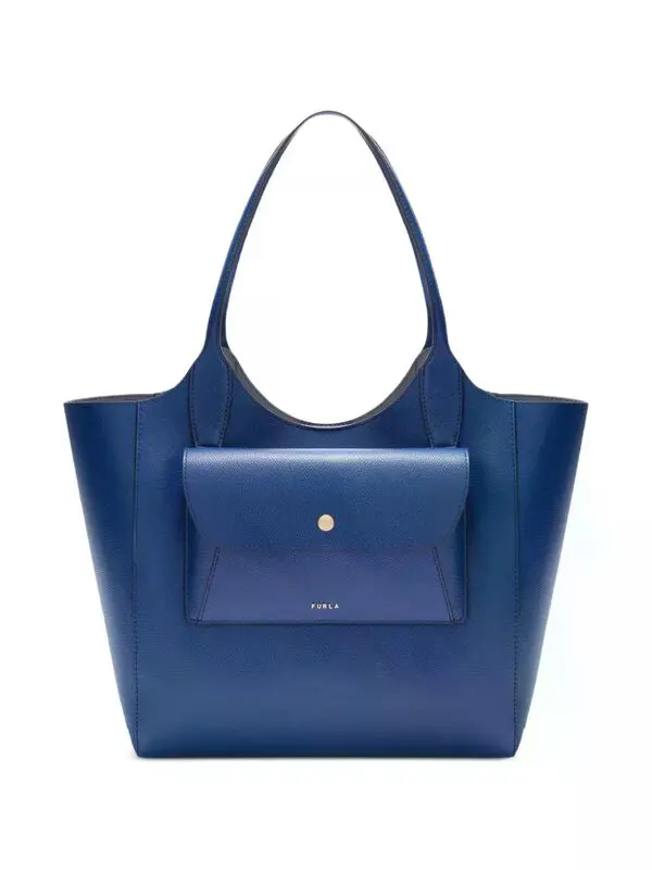 Furla Leather Flap Tote Bag - Blue