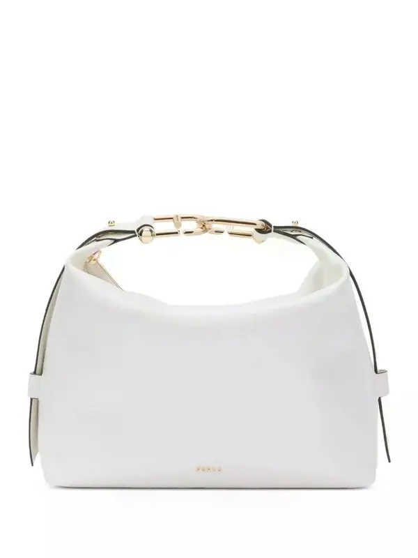 Furla Tonie Textured Leather Shoulder Bag - White