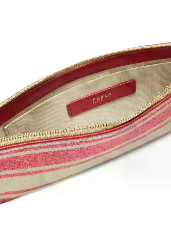 Furla Striped Wristlet Clutch Bag - Red