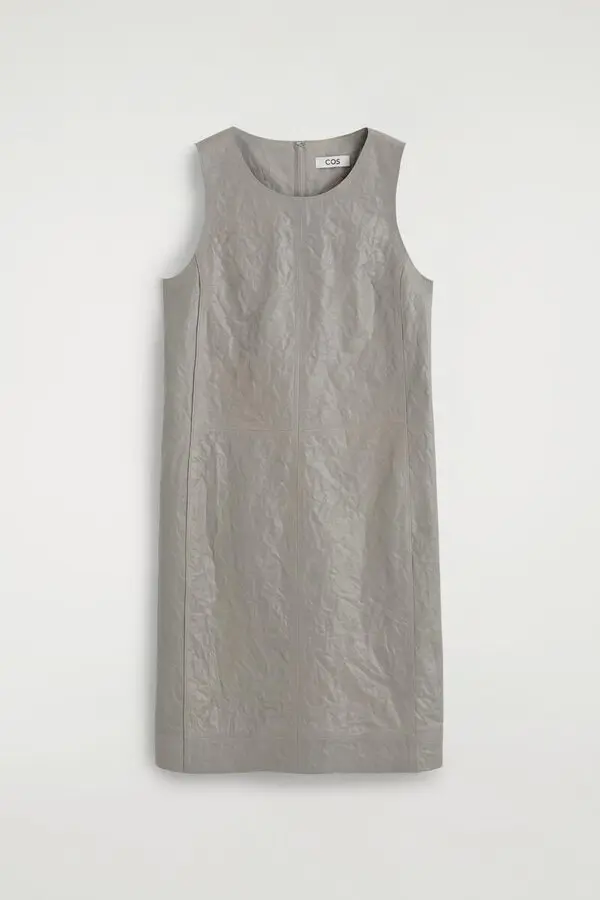 Cos Textured-leather Shift Dress - Gray