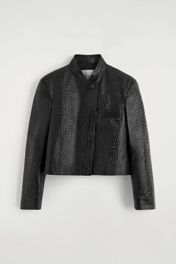 Cos Cropped Croc-effect Nappa Blazer