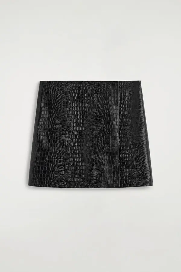Cos Croc-effect Leather Mini Wrap Skirt