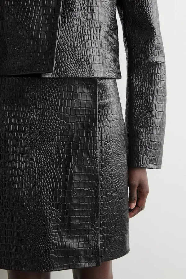Cos Croc-effect Leather Mini Wrap Skirt