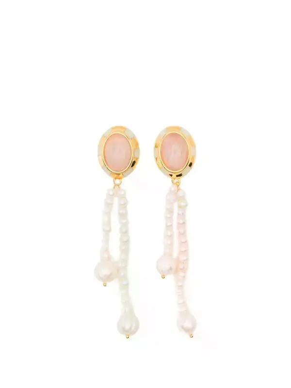 AURÉLIE BIDERMANN Mirasol Oval Drop Pearl Earrings - Gold