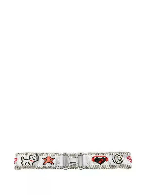 CHOPOVA LOWENA Safety Pin Beaded Belt - Silver