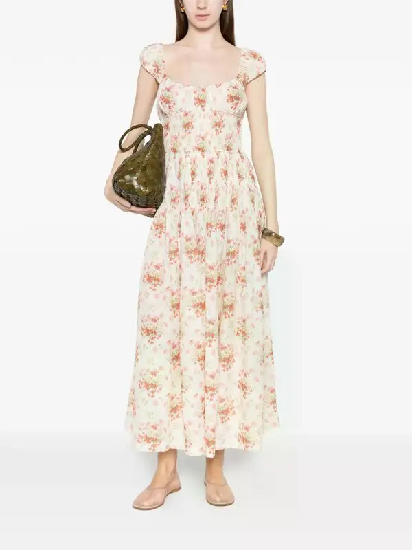 DÔEN Quinetta Floral Midi Dress - Neutrals
