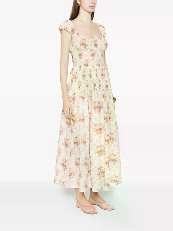 DÔEN Quinetta Floral Midi Dress - Neutrals