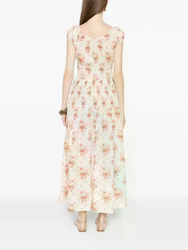 DÔEN Quinetta Floral Midi Dress - Neutrals