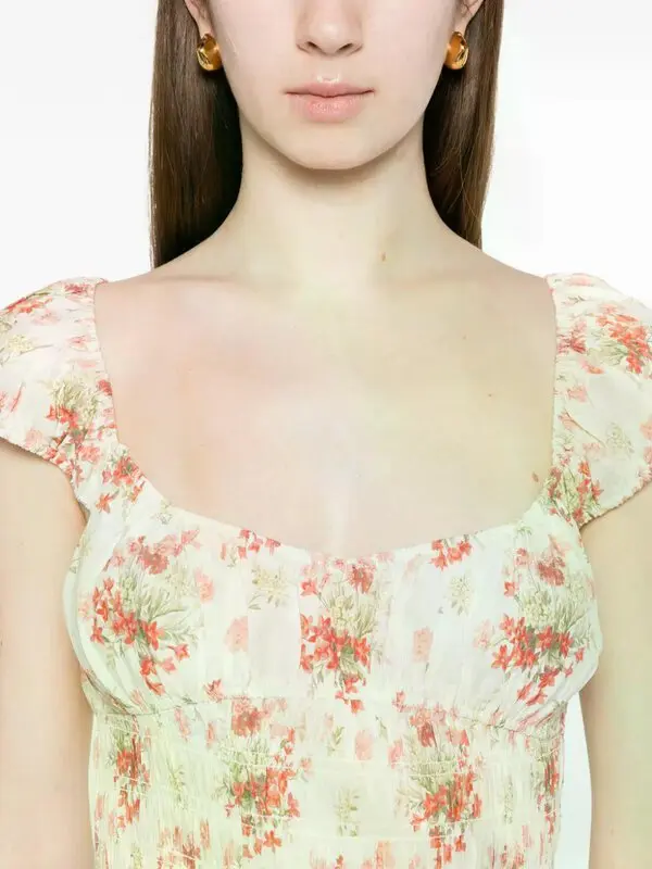 DÔEN Quinetta Floral Midi Dress - Neutrals