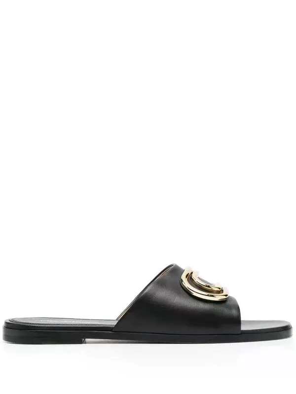Off-White Paperclip Leather Sandals - Black