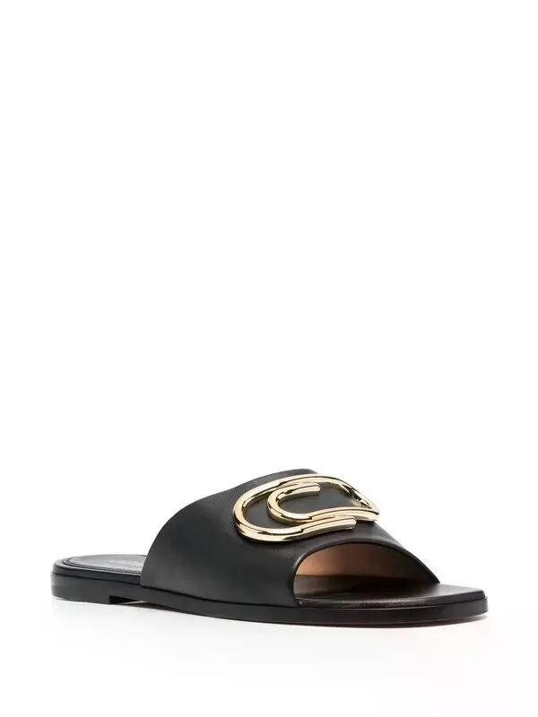 Off-White Paperclip Leather Sandals - Black