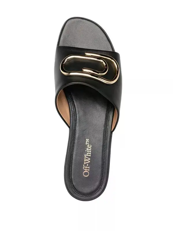 Off-White Paperclip Leather Sandals - Black