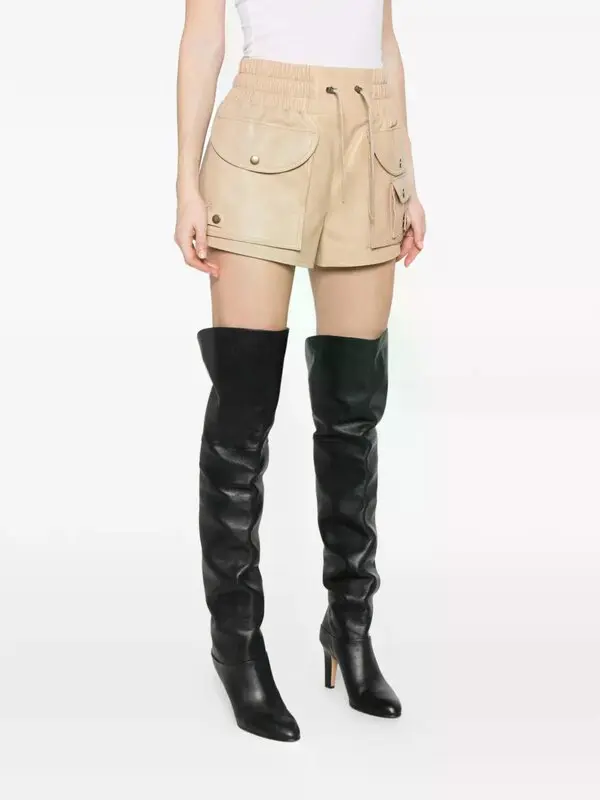 Balmain Leather Shorts - Neutrals
