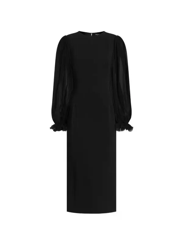 Dolce & Gabbana Structured Cady Dress With Sheer Sleeves
