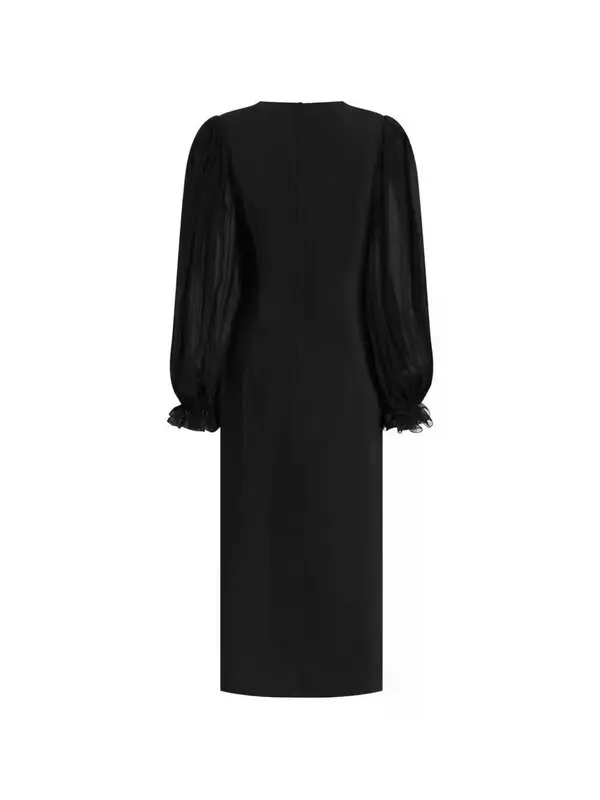 Dolce & Gabbana Structured Cady Dress With Sheer Sleeves