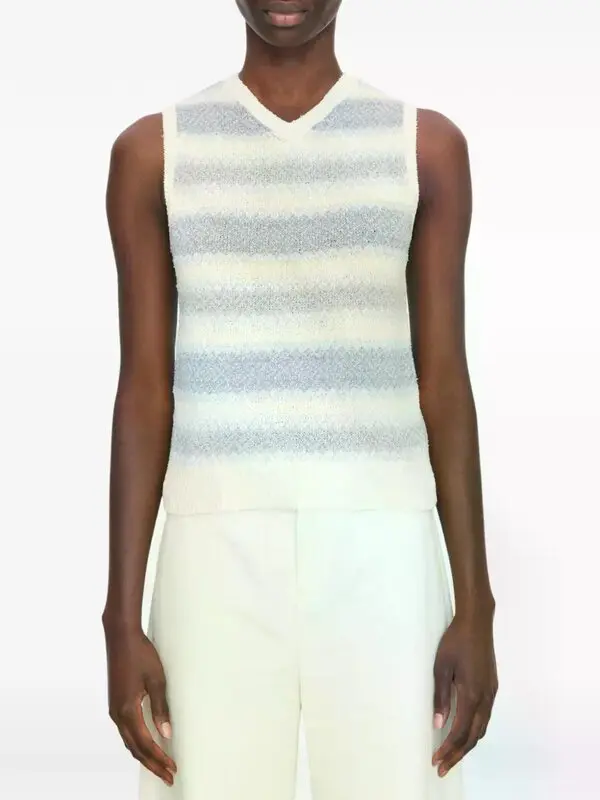 Vince Striped V-neck Vest - Neutrals