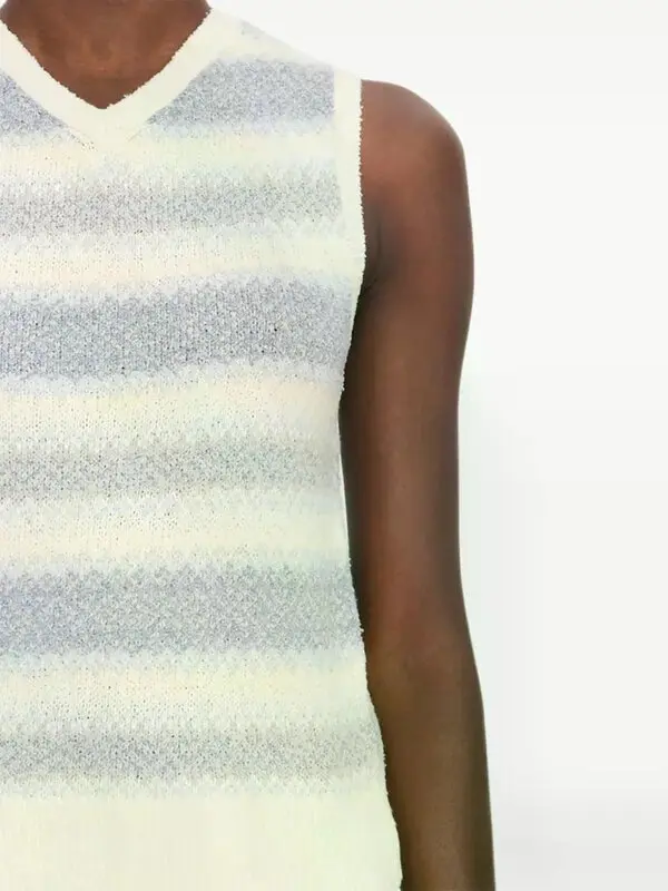 Vince Striped V-neck Vest - Neutrals