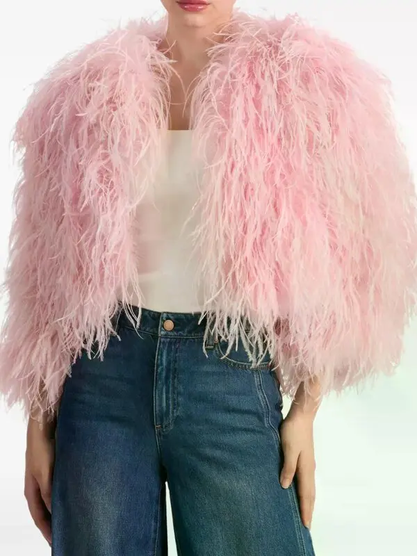 Alice + Olivia Kidman Feathered Jacket - Pink