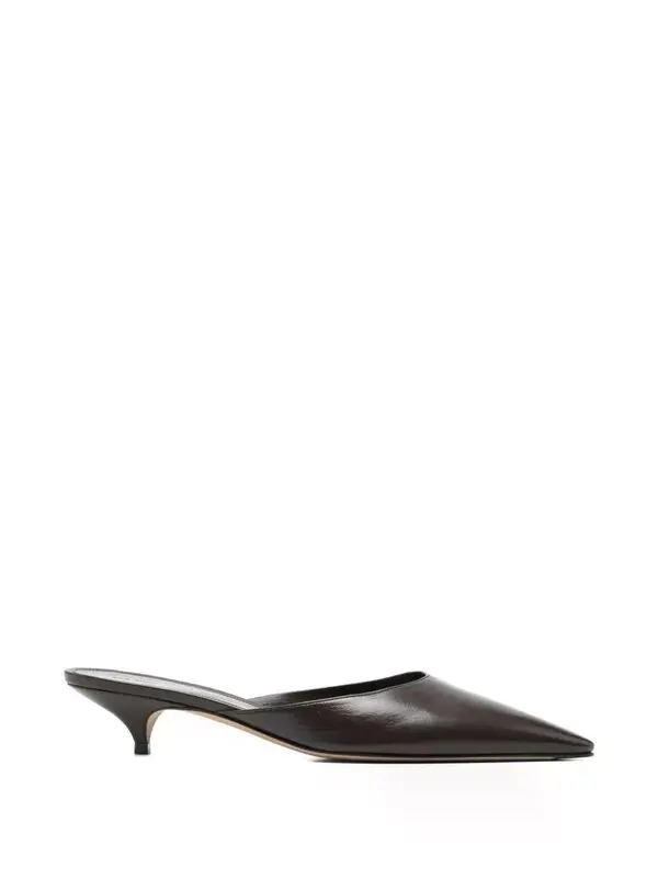 THE ROW Pointed Leather Mules - Brown