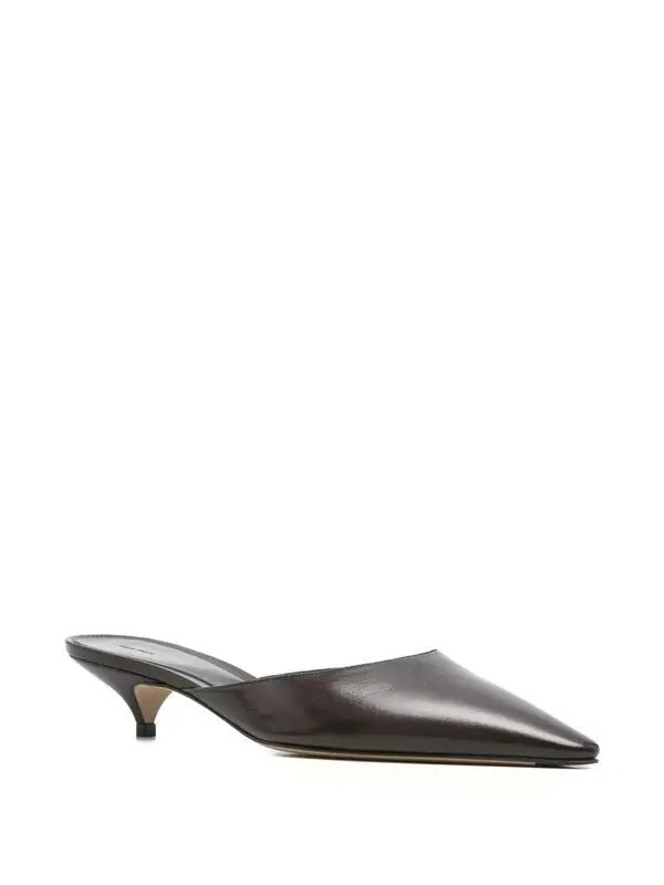 THE ROW Pointed Leather Mules - Brown