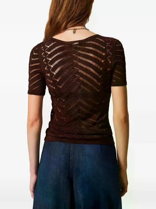 TWINSET Chevron Knitted T-shirt - Brown