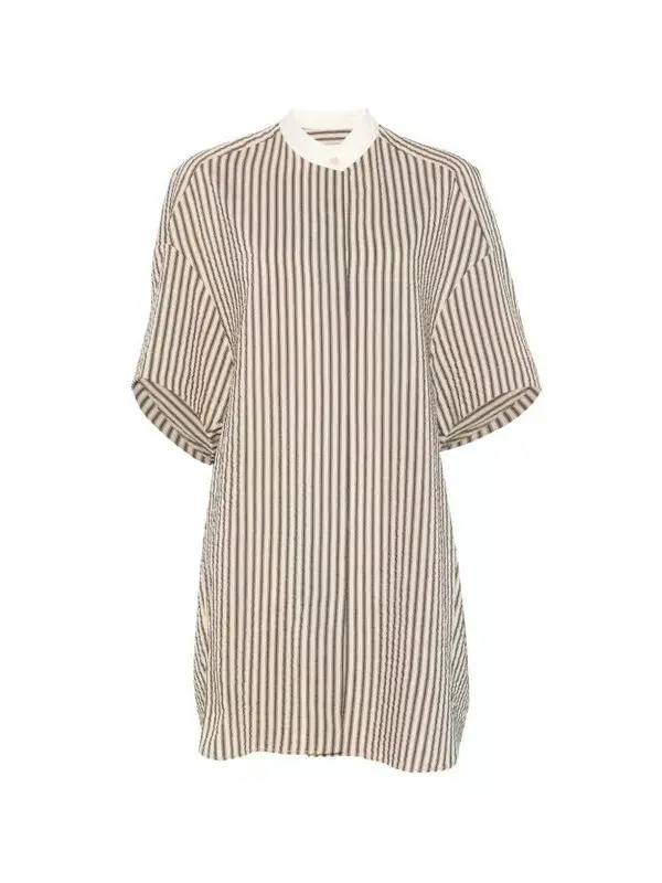 ALYSI Striped Shirt Dress - Neutrals